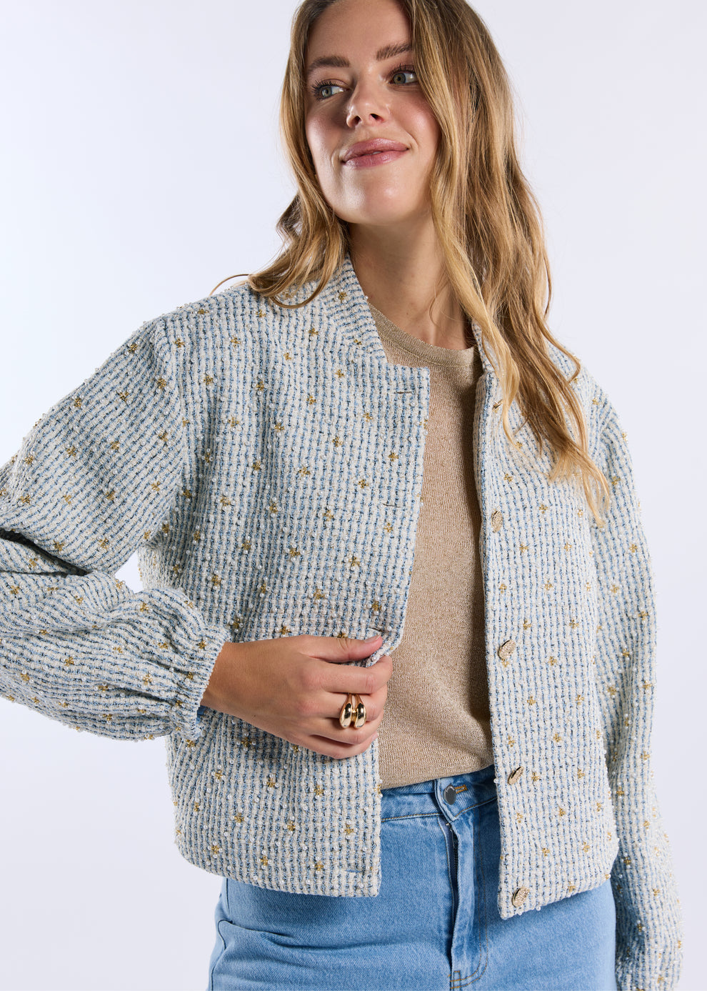 Lola Jacket Off-white/Blue – Freebirdicons